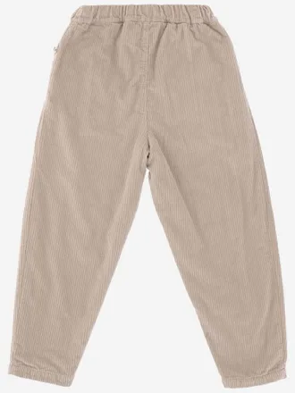 1+ in the family Girls Trousers With Decorative Ruffles - Beige Cotton