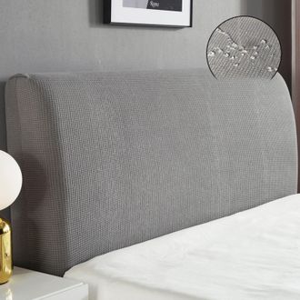 Generic wasserdichte einfarbige Bettkopfteil Bezug Stretch Schutzh&uuml;lle in voller Gr&ouml;&szlig;e weich und staubdicht ideal f&uuml;r Schlafzimmerdekoration Franz&ouml;sisch Grau 
