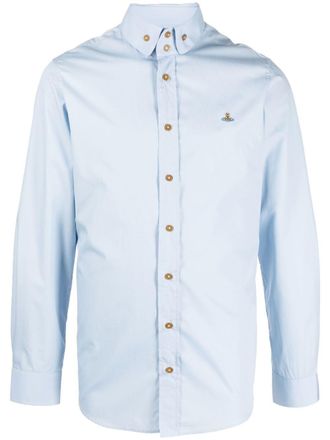 Vivienne Westwood chemise en coton biologique &agrave; logo brod&eacute; - Bleu