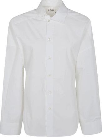 R&oacute;he Chemise &agrave; col asym&eacute;trique en popeline - Femme - Blouses et Chemises - Blanc - Taille: 38 FR