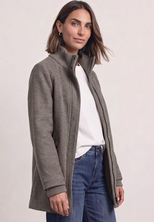 Street One Kurzmantel STREET ONE, Damen, Gr. 34, beige (muddy mocha melange), Stoff, Oberstoff: 69% Polyester, 31% Wolle. Futter: 100% Polyester, unifarben, regu