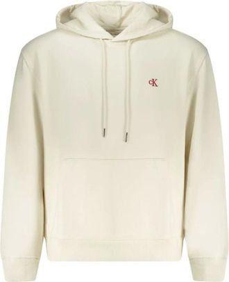 Calvin Klein Homme, Sweatshirts et sweats &agrave; capuche, Blanc, Taille: S Sweat &agrave; Capuche en Coton Bross&eacute;