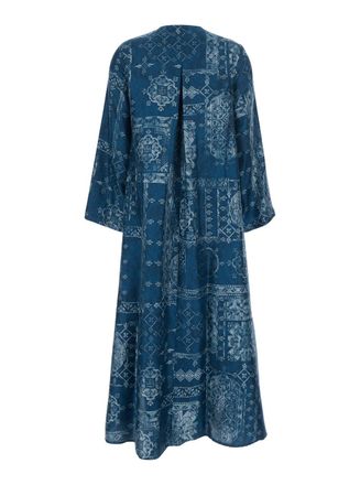 Momoni Womens Long Dress Garcia Blue Silk
