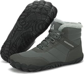 Mishansha Chaussure Homme Femme Hiver - Bottes de Neige Boots Hiver Chaude Barefoot Bottines Fourr&eacute;es Randonn&eacute;e pour Femme Homme, Gris Fonc&eacute; GR.46