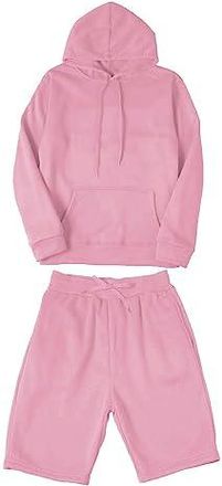 Generic Ensemble de surv&ecirc;tement pour homme &agrave; manches longues avec cordon de serrage et short de jogging - Tenue 2 pi&egrave;ces - Couleur unie - Short d&eacute;t&eacute; confortab