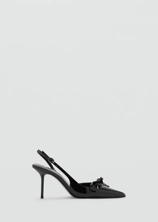 Mango Chaussures &agrave; talons en cuir verni &agrave; naud noir - Femme - 35 - MANGO