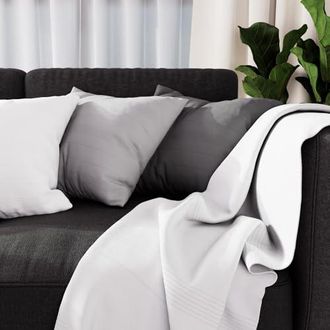 Soleil d'Ocre Adele Plaid, geworfen von Sessel, Polycoton, Weiß, 140 x 200 cm