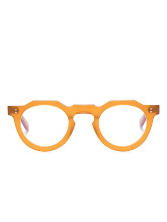 Lesca Matte Brille mit rundem Gestell - Gelb