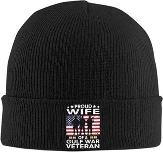 Generic Fière Épouse dun Vétéran De La Guerre du Golfe Femme Homme Bonnet De Pêcheur Léger Bonnets Tricoté Respirant Skull Cap pour Jogging Course À Pied Ski