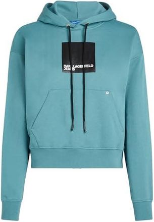 Karl Lagerfeld Karl Lagerfeld Jeans, Sweat &Agrave; Capuche Femme Avec Logo Encadr&eacute;, Coupe Classique, Bleu, M