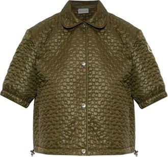 Moncler Femme, Vestes, Vert, Taille: 38 FR Chemise &agrave; manches courtes matelass&eacute;e et fleurie