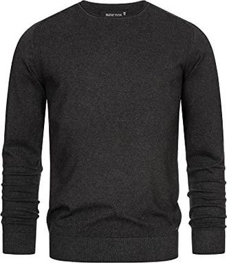 Indicode Hommes Gamal Knit Sweater | Pull tricoté 80% Coton Charcoal Mix L