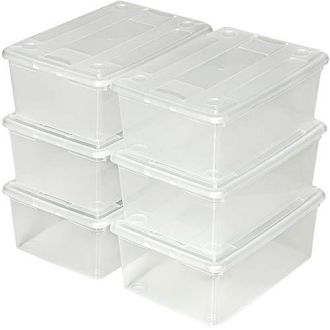 TecTake TecTake Bo&icirc;te Transparente &agrave; Chaussure avec Couvercle Rangement empilable Stockage | 33x23x12cm | - diverses quantit&eacute;s - (1x6 | no. 401685)