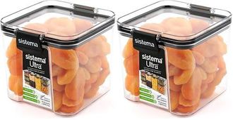 Sistema Ultra Tritan luftdichtes Frischhaltedose | 700 ml Vorratsdose mit Deckel | stapelbar | BPA-frei, Wei&szlig;/Grau (Packung mit 2)