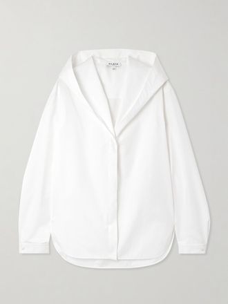 Alaia Chemisier &Agrave; Capuche En Popeline De Coton - Blanc