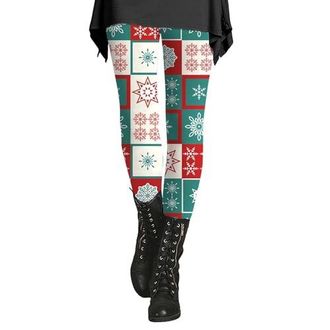 Generic HUIFUAO Legging de Noël pour femme - Motif sapin de Noël amusant - Flocon de neige - Pantalon de yoga grande taille - Doux et confortable - Taille hau