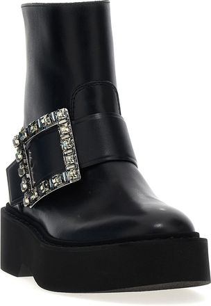 Roger Vivier Viv Rangers Ankle Boot - Black