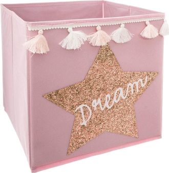 Atmosphera Atmosphera - Kinder-Aufbewahrungsbox Dream - Pailletten und Pompons - Hell-Pink