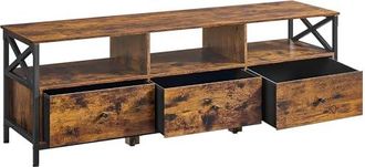 Vasagle TV-Schrank, Lowboard f&uuml;r Fernseher bis zu 65 Zoll, Fernsehtisch mit 3 Stoffschubladen, 3 offenen F&auml;chern, 147 x 40 x 50 cm, Wohnzimmer, Stahlgestell, 