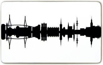 44spaces Hamburg Frühstücksbrettchen Skyline schwarz, Kleines Geschenk Design-Brettchen, spülmaschinenfest, 23,5x14,5cm