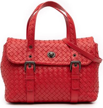 Bottega Veneta Hobo Bags - Nappa Intrecciato Flap Satchel - Gr. unisize - in Rot - f&uuml;r Damen