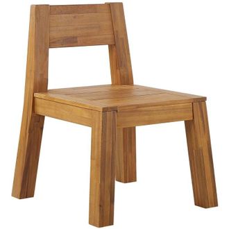Beliani Gartenstuhl Hellbraun Akazienholz mit R&uuml;ckenlehne rustikaler Stil Balkon Terrasse Outdoor Indoor M&ouml;bel Gartenausstattung
