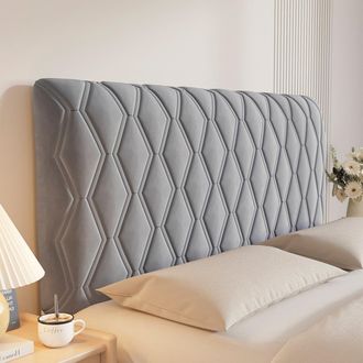 Generic Velours Gepolsterte Kopfteilbezug F&uuml;r Bett Staubdichte Dehnbare Verdickt Gesteppt Einfarbig Baumwolle Kopfbedeckungen Abdeckung Schutzh&uuml;lle F&uuml;r 150/16