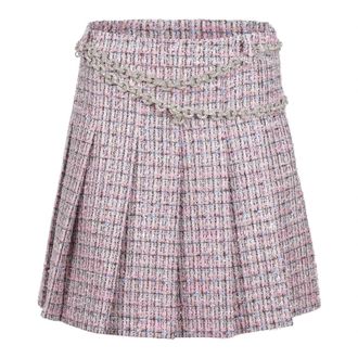 Self Portrait Plissee-Minirock aus Boucl&eacute; - - Skirts - Damen - Rosa - 2XS