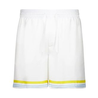 Casablanca Tennis Landscape Silk Shorts - - Shorts - Herren - Wei&szlig; - S