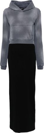 We11done Kapuzenkleid im Layering-Look - Grau