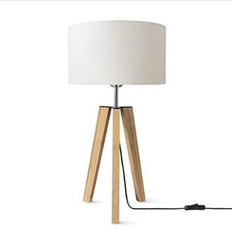 Paco Home Lampe &Agrave; Poser Tr&eacute;pied Lampe De Chevet Chambre E27 Abat-Jour Tissu Uni E14 Avec Interrupteur