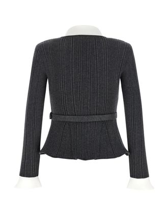 Self Portrait Womens Cardigan Ribbed Grey Polyamide Cardigans Sweater
