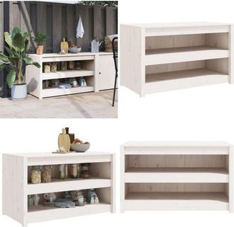 vidaXL Armoire de cuisine dext&eacute;rieur blanc bois de pin massif - Meuble De Cuisine Ext&eacute;rieur - Armoire De Cuisine Ext&eacute;rieure - Cuisine D&eacute;t&eacute; - Mobilier De