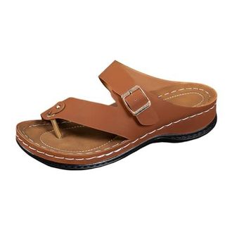 Generic Sandales orthop&eacute;diques d&eacute;t&eacute; pour femme - Mules en cuir souple - Antid&eacute;rapantes - L&eacute;g&egrave;res et respirantes - Chaussures de plage - Loisirs - Sandales pou
