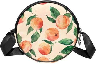 Generic Sac &agrave; bandouli&egrave;re Circle pour femme, petit sac &agrave; bandouli&egrave;re rose p&ecirc;che avec fermeture &eacute;clair, bretelles r&eacute;glables, sac &agrave; main rond d&eacute;contract&eacute; pour f