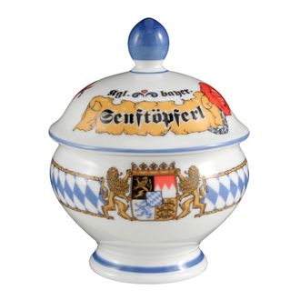 SELTMANN WEIDEN 001.456005 Senftopf mit Deckel 0,18 L, Blau/Wei&szlig;/Gelb/Rot