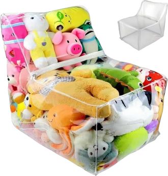 Generic Stuhlbezug f&uuml;r Sitzsack, transparent, Organizer f&uuml;r Pl&uuml;schtiere aus Pl&uuml;sch | Barin f&uuml;r Erwachsene Dekoration Entspannung Bett Sofa Lesebrett