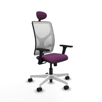 Piqueras y Crespo Computerstuhl mit Rollen, 3D-Armlehnen, h&ouml;henverstellbare Lendenwirbelst&uuml;tze und festes Kopfteil, ausgestattet mit 3 Positionen, Wei&szlig;/Violett
