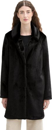 Tom Tailor Damen 1042918 Fake-Fur Mantel, 14482-Deep Black, XXL