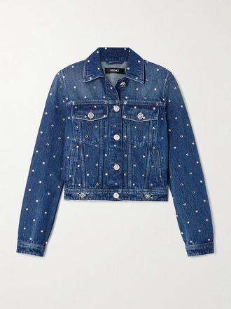 Versace Jeansjacke Mit Nieten - Blau