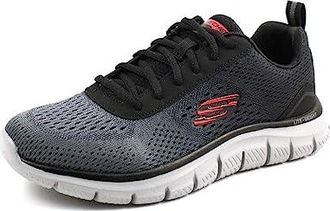 Skechers Homme Track-ripkent Flat-sheets, Garniture Anthracite En Filet Noir, 47.5 EU