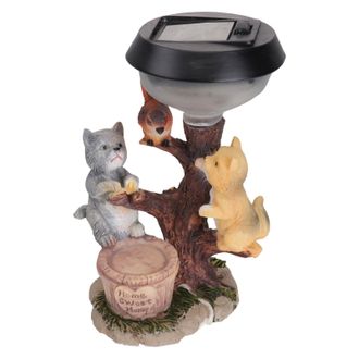 Cabilock Dekofigur Solarleuchte Katze Gartenfigur Statue Skulptur Solarlampe Gartendeko Solar Gartenleuchte Gartenlampe f&uuml;r Drau&szlig;en Garten Terrasse Rasen Balko