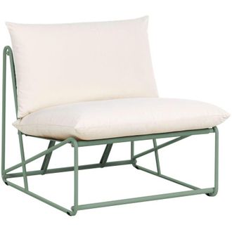 Beliani Chaise Basse en M&eacute;tal Assise Large avec Coussins dAssise et Dossier Mobilier Int&eacute;rieur et Ext&eacute;rieur Sans Accoudoirs Jardin Vert Pico