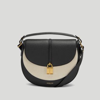 DeMellier Der Siena Saddle Salt & Pepper Canvas Schwarz Small Grain DeMellier