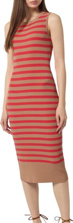 Comma Ungef&uuml;ttertes Feinstrick-Kleid mit Streifen und Rippblende