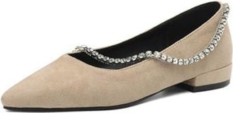 Generic Chaussures Femme Ballerines Bout Pointu Brillantes Strass Talons Bas Carrés Faciles À Enfiler Tige Daim Confortables Durables Antidérapantes Travail Q