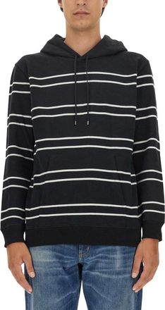 Saint Laurent Striped Cotton Sweatshirt - Black