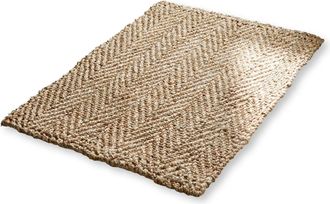 Loberon Badematte Daoukro, Klassisches Fischgrätmuster, Natürlich & Umweltfreundlich, rutschfeste Unterseite, Badezimmerteppich, Badvorleger, Jute, Latex, bra