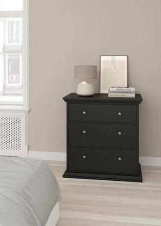 Dmora Kommode Lorraine, Mehrzweckkommode, Schlafzimmerkommode, Schrank mit Schubladen, 86x52 h88 cm, Schwarz