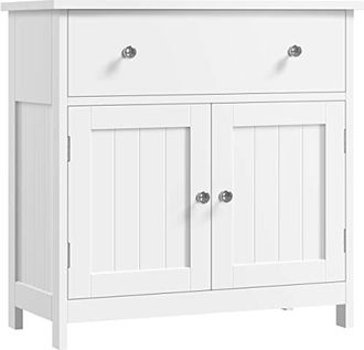 Yaheetech Waschbeckenunterschrank Unterschrank Badezimmerschrank mit Schublade und 2 Türen Landhausstil Waschtischunterschrank Badmöbel für Badezimmer, 60 x 30 